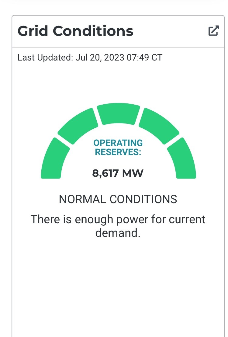 Ercot grid conditions looking ok.