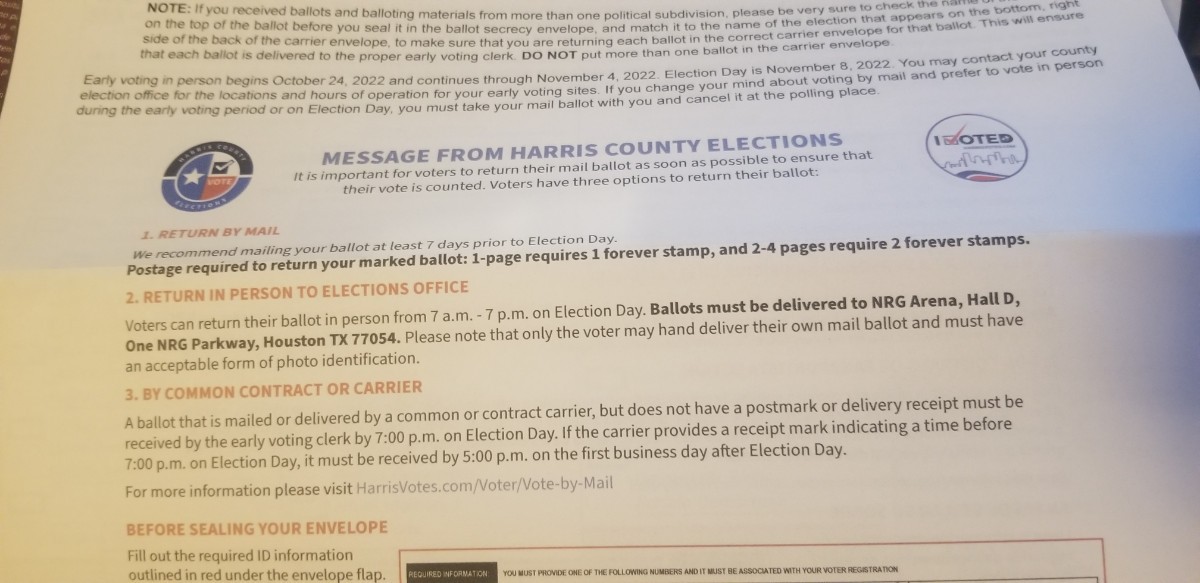 PSA - Elections Ballot Sample - Harris County....
