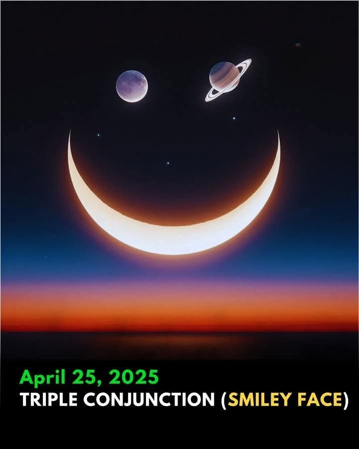 Fyi. At 5:30 am there will be a smiley face in the sky! A cresce