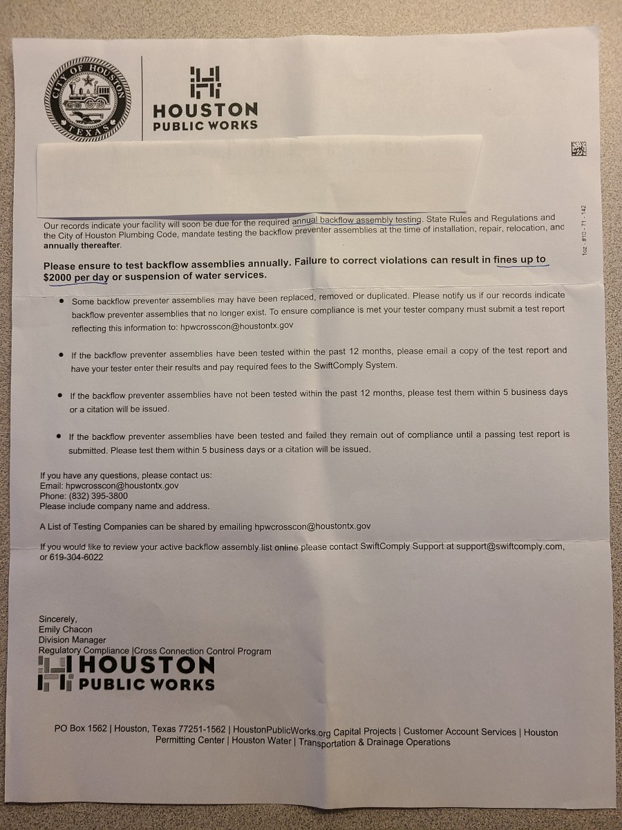 Annual Backflow Test?