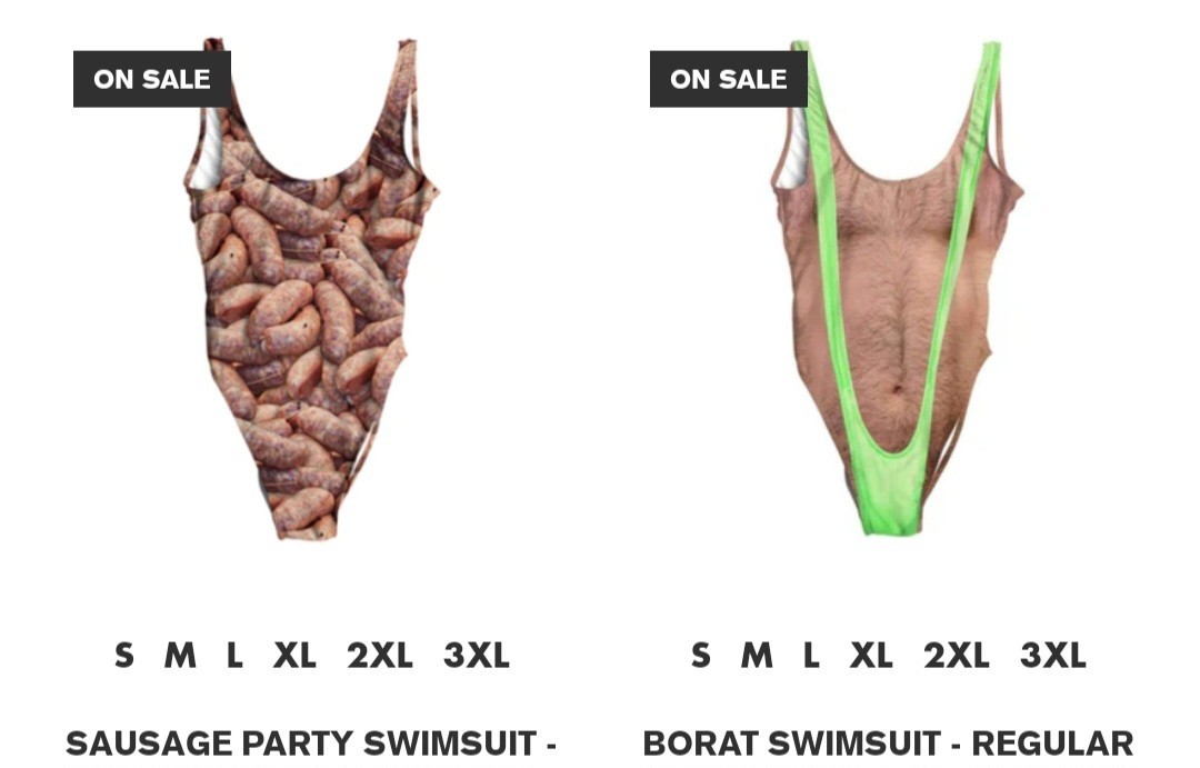 Funny bathing suites! This site has tons of weird funny and WTF