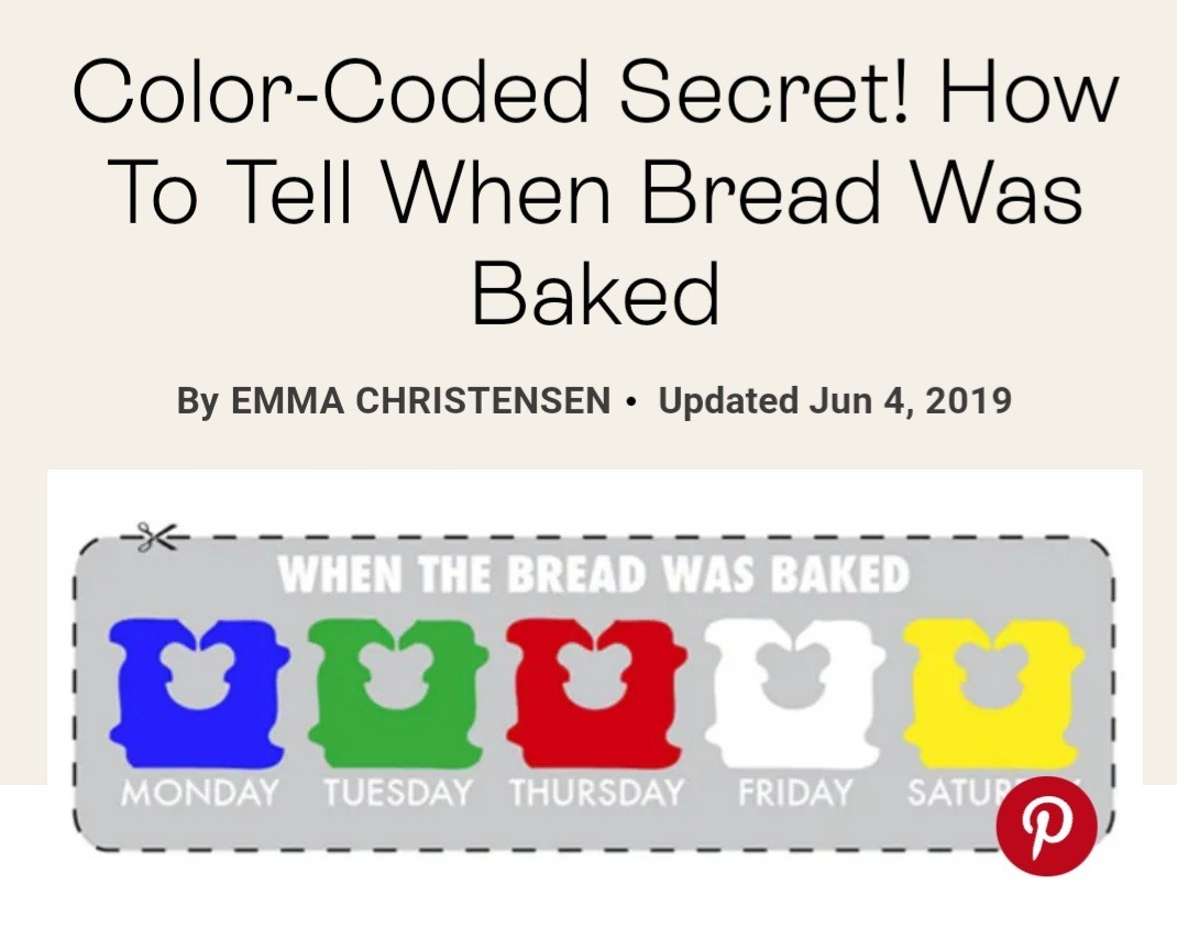 Bread color codes.
