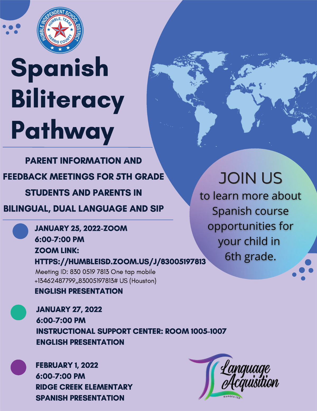 Humble ISD to host Spanish Biliteracy Pathway Parent Information